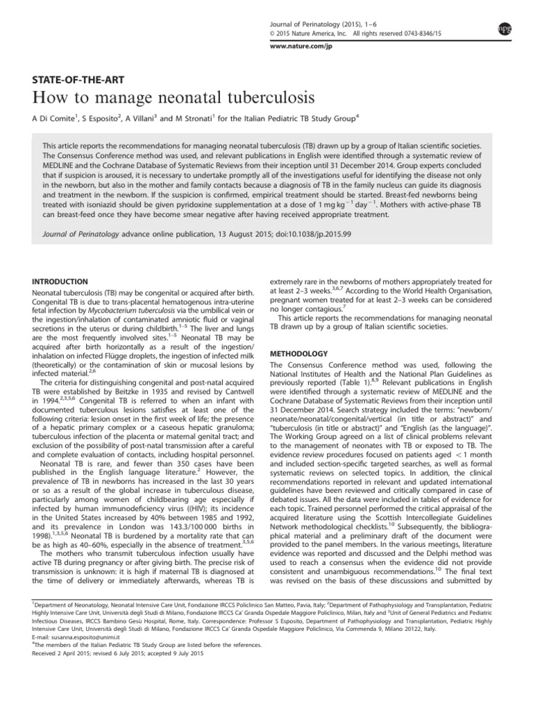 Managing Neonatal Tuberculosis Guidelines | PDF | Tuberculosis ...