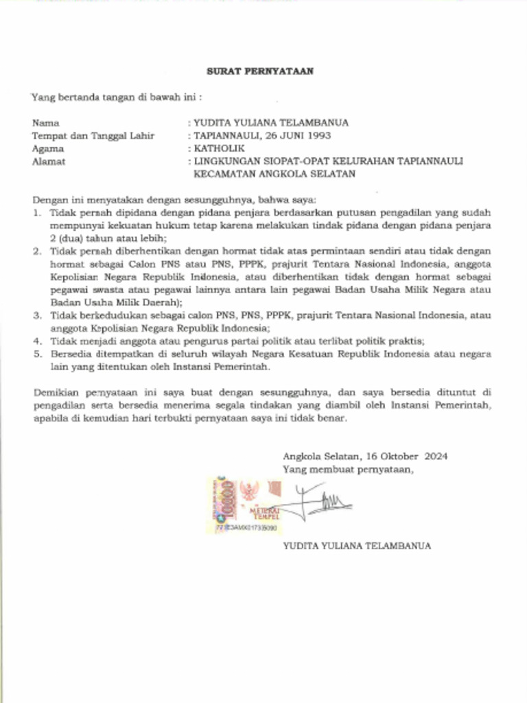 Surat Pernyataaan | PDF