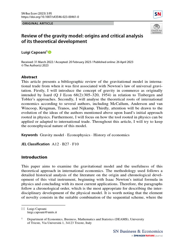 Review of The Gravity Model | PDF | Force | Gravity