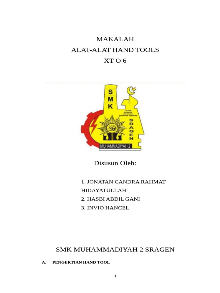 Makalah Alat-Alat Hand Tools | PDF | Bisnis | Griya & Taman