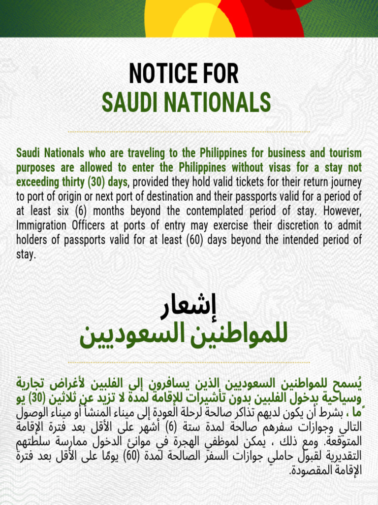 Notice For Saudi Nationals W Arabic | PDF