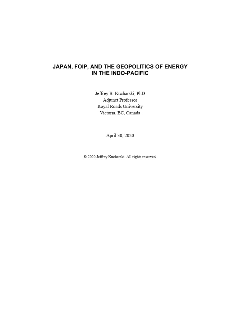 Japan FOIP and The Geopolitics of Energy | PDF | Natural Gas | Energy ...