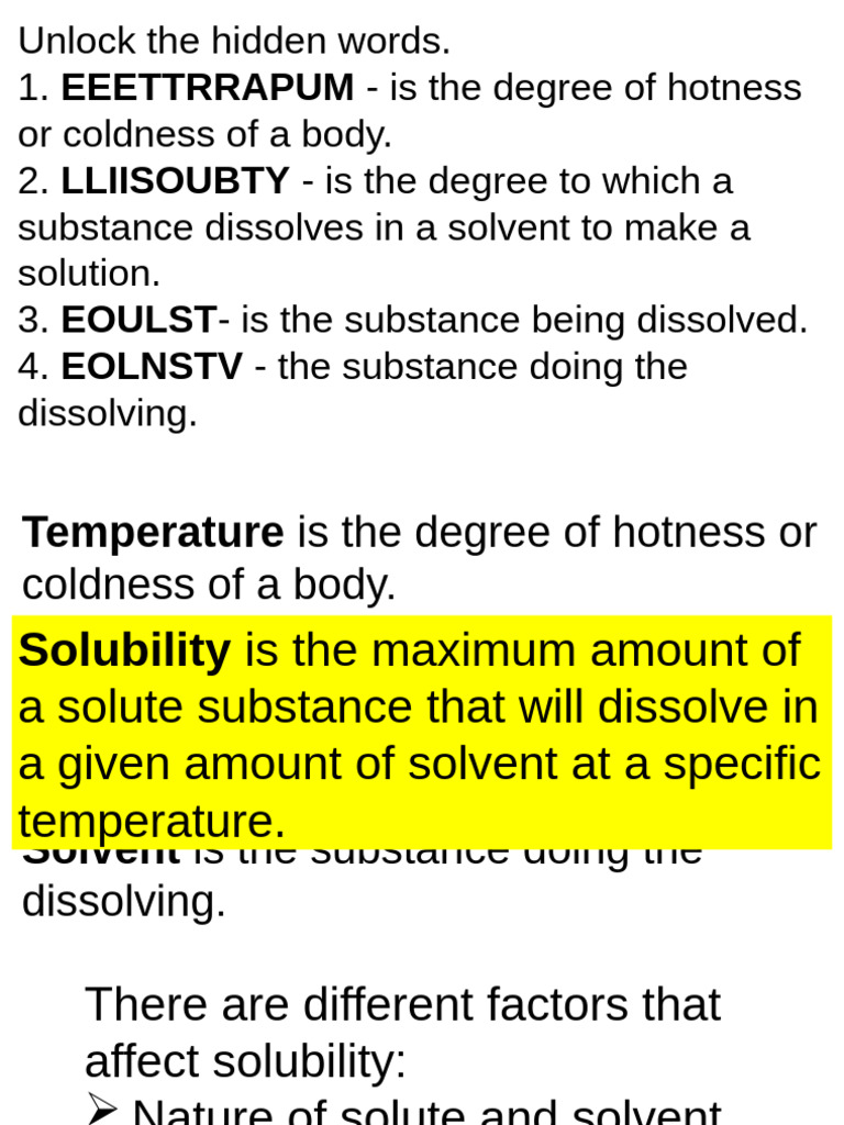Factors Affecting Solubility Explained | PDF