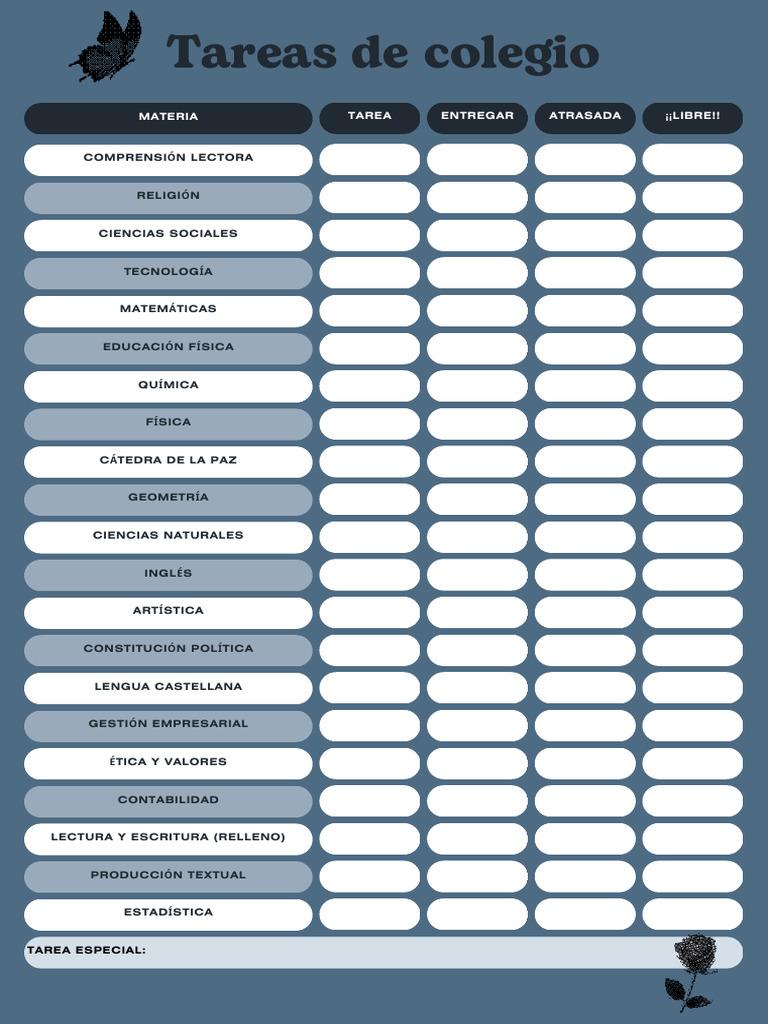 Checklist Tareas de Clase Moderno y Sencillo Azul y Blanco | PDF