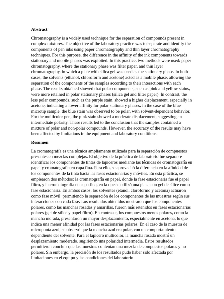 Abstract Prac Anlitica 3 Resumen | PDF | Cromatografía | Laboratorios