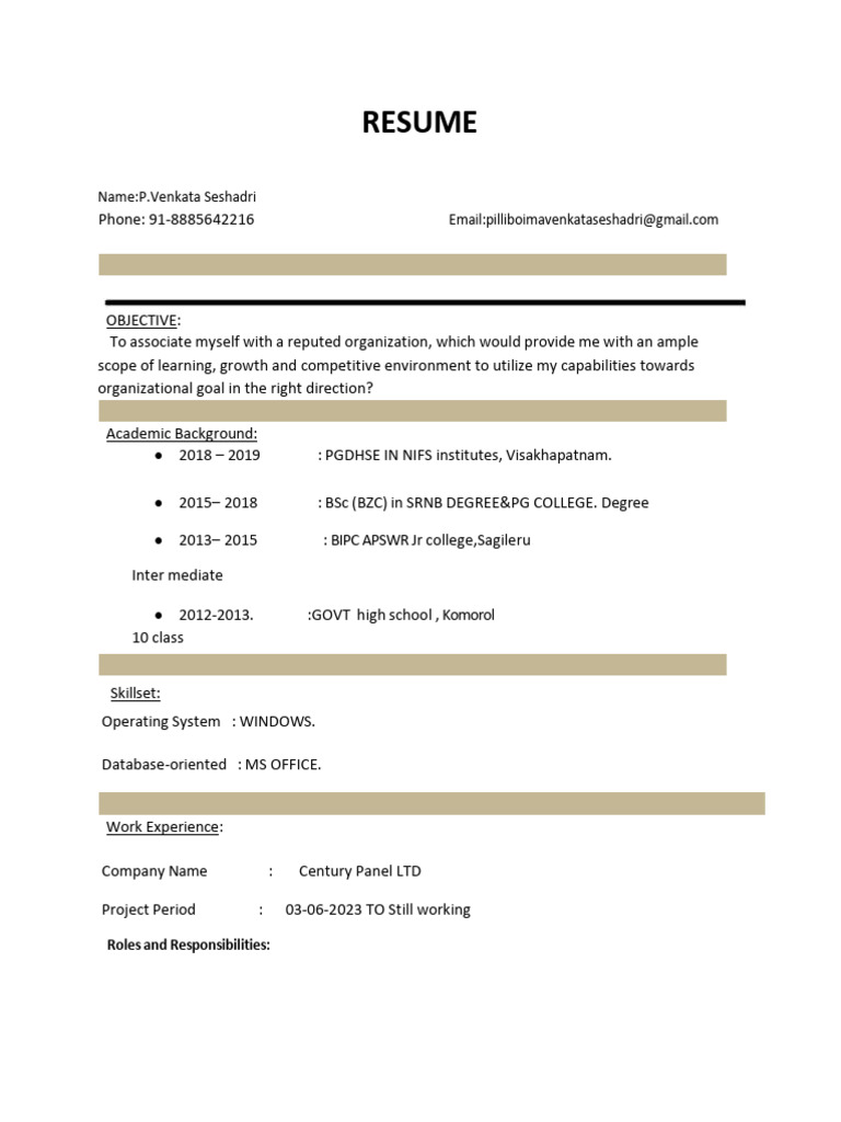 Seshadri Resume EHS | PDF