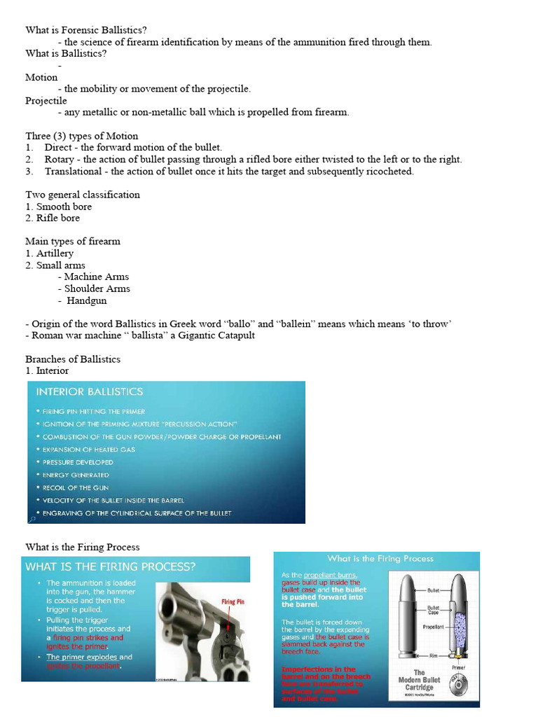 Forensic Ballistics Reviewer | PDF | Cartridge (Firearms) | Firearms