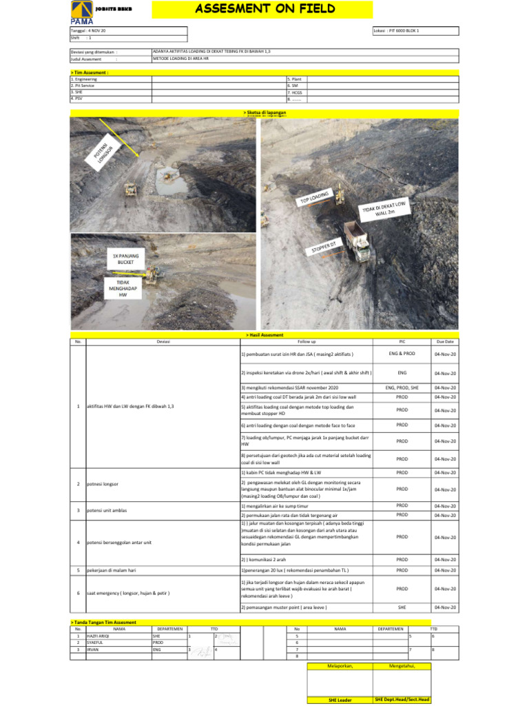 ASSESMENT LOADING OB Dan COAL DEKAT TEBING PIT 6000 BLOK 1 | PDF