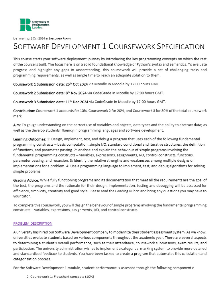 Coursework Pdf Computer Programming Computer Program