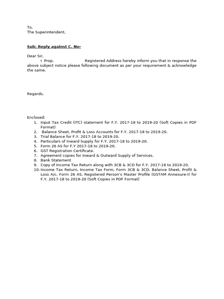 Reply Letter GST Audit | PDF