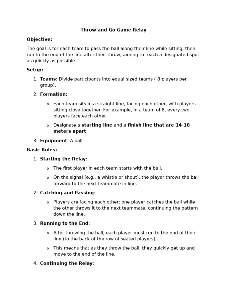 Throw and Go Relay 1 | PDF