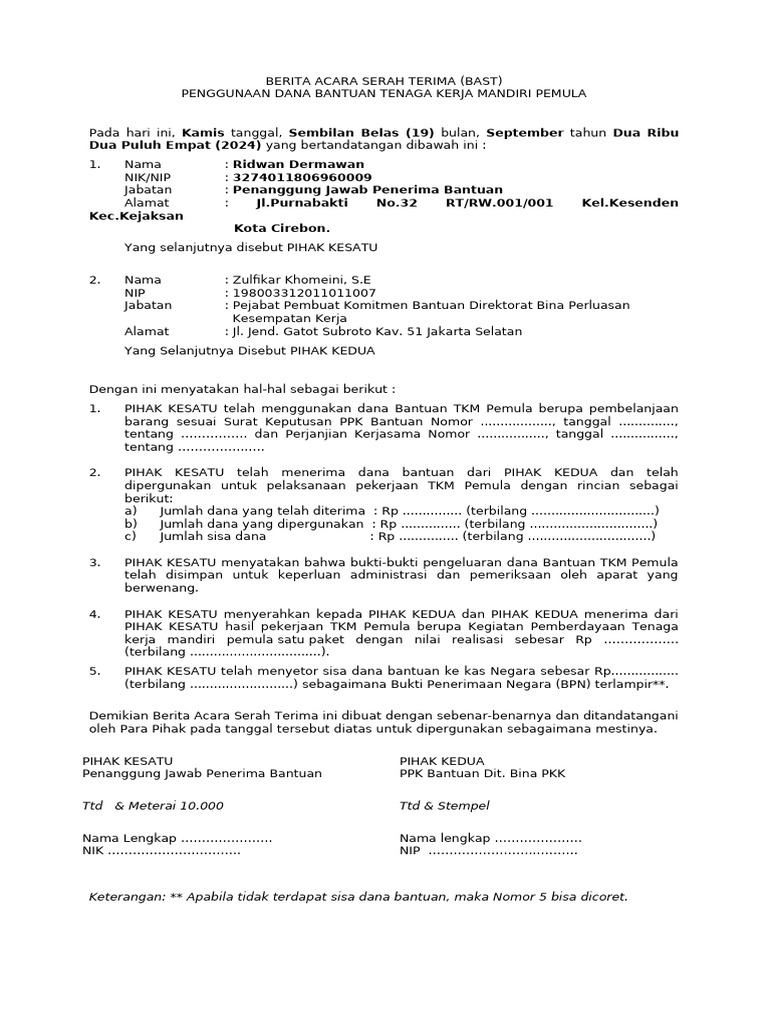 FORMAT BAST TKM PEMULA TAHUN 2024 | PDF