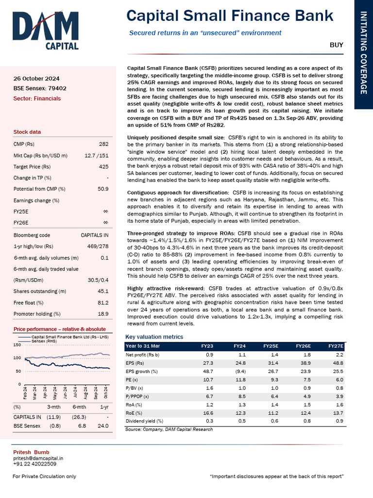 Capital SFB | PDF | Banks | Loans