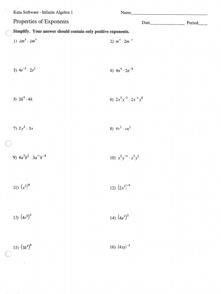 Unit 1 Exponent Practice 2 Assignment 2 | PDF