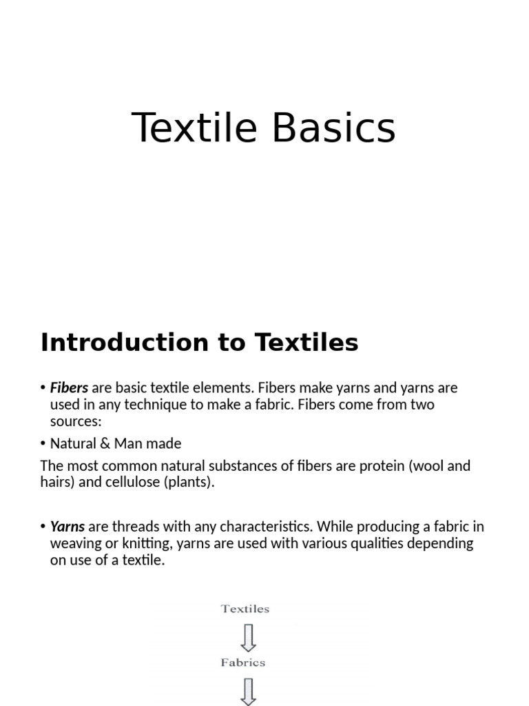 Lec 1 Textile Basics | PDF | Textiles | Yarn