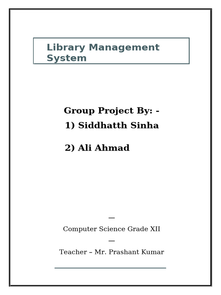 Class 12 Cs Project Library Management System - Compress | PDF | Python (Programming Language ...