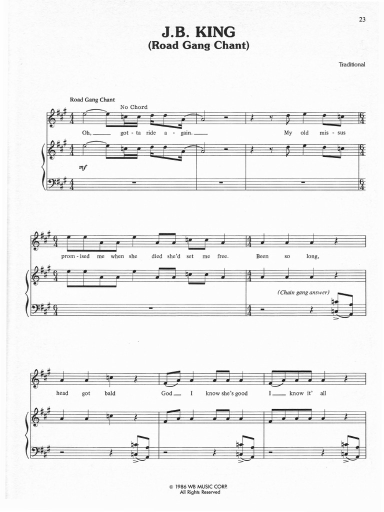 J.B. King (Road Gang Chant) (From 'The Color Purple') - PVG | PDF