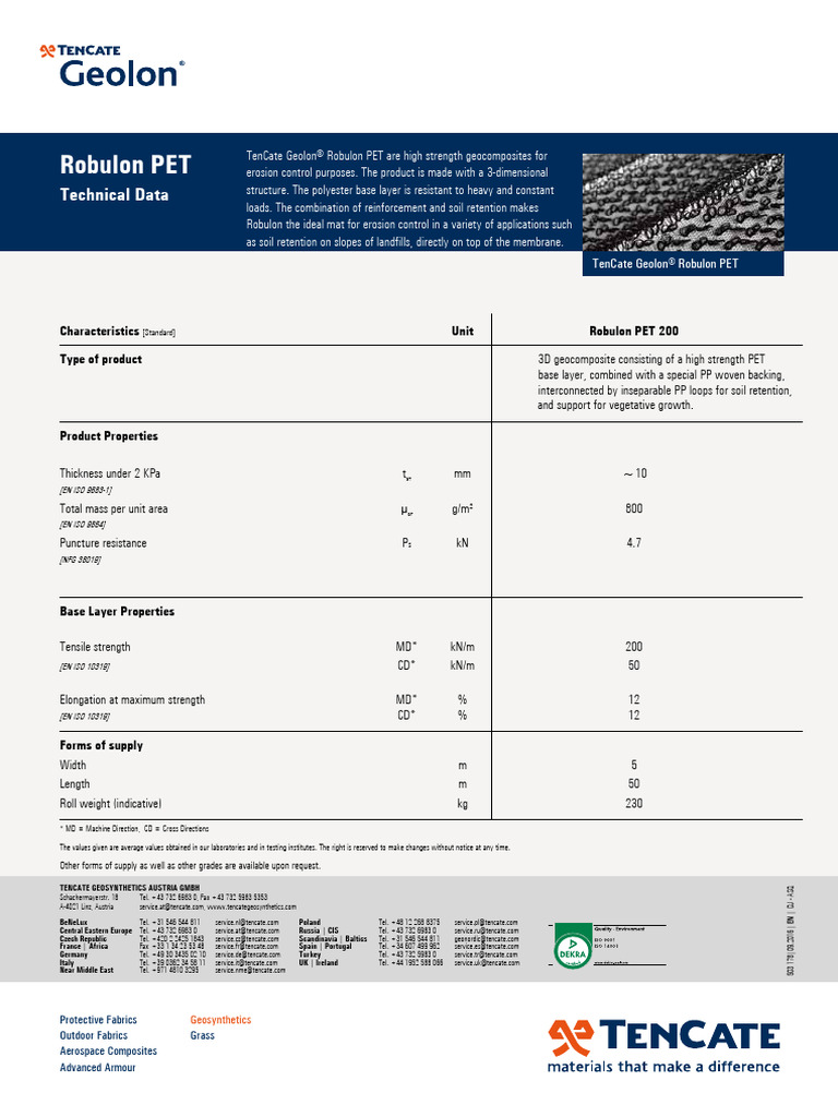 TenCate Geolon Robulon PET 200 TechnicalData EN 503178 | PDF ...
