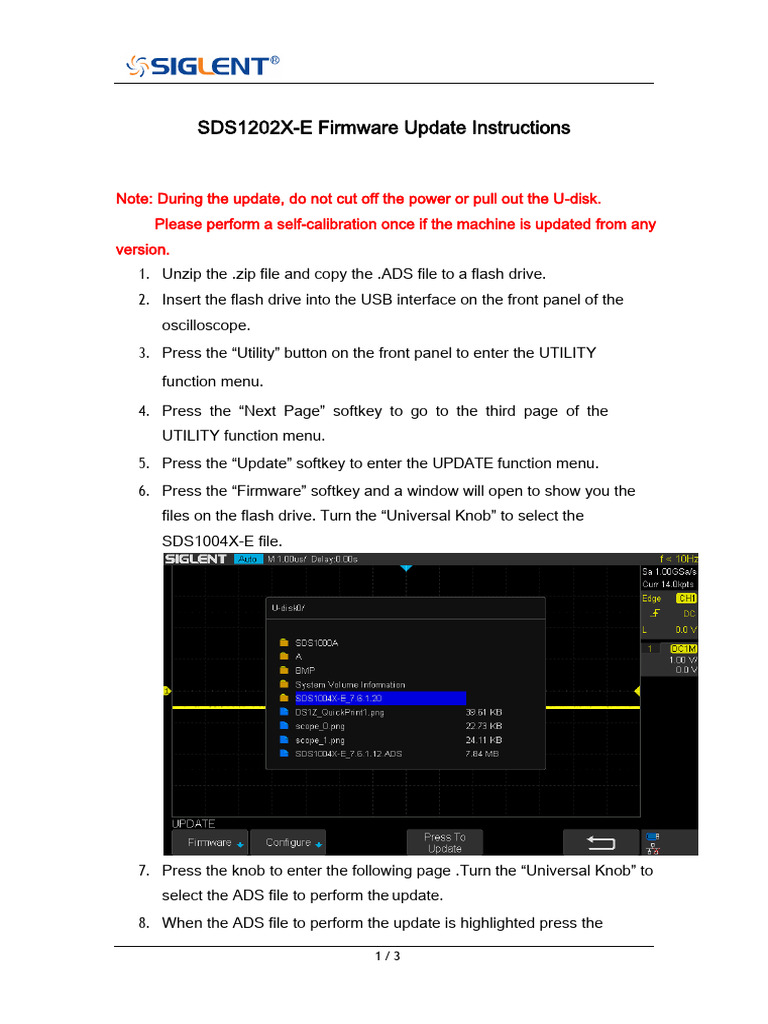 SDS1202X-E Firmware Update Instructions | PDF | Computers