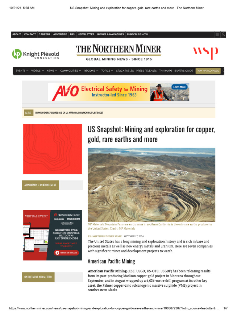 OCT 17 - Northern Miner Highlights Hudbay's Progress On Copper World ...