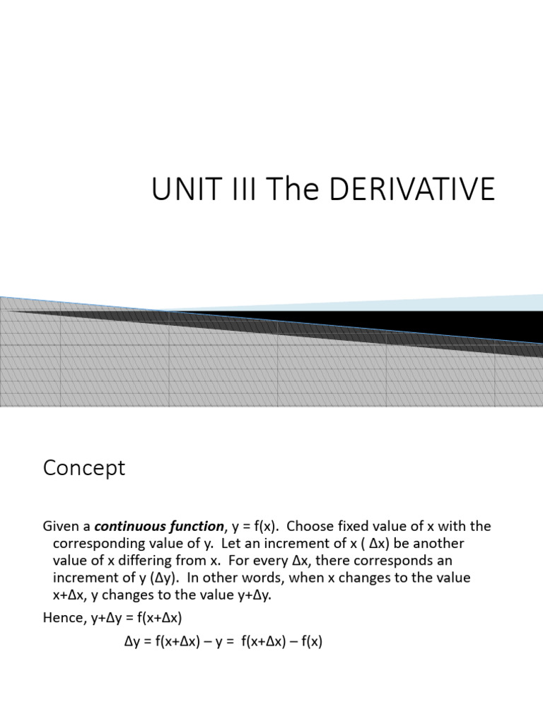 CE Unit III The Derivative Part I Exercises | PDF | Science ...