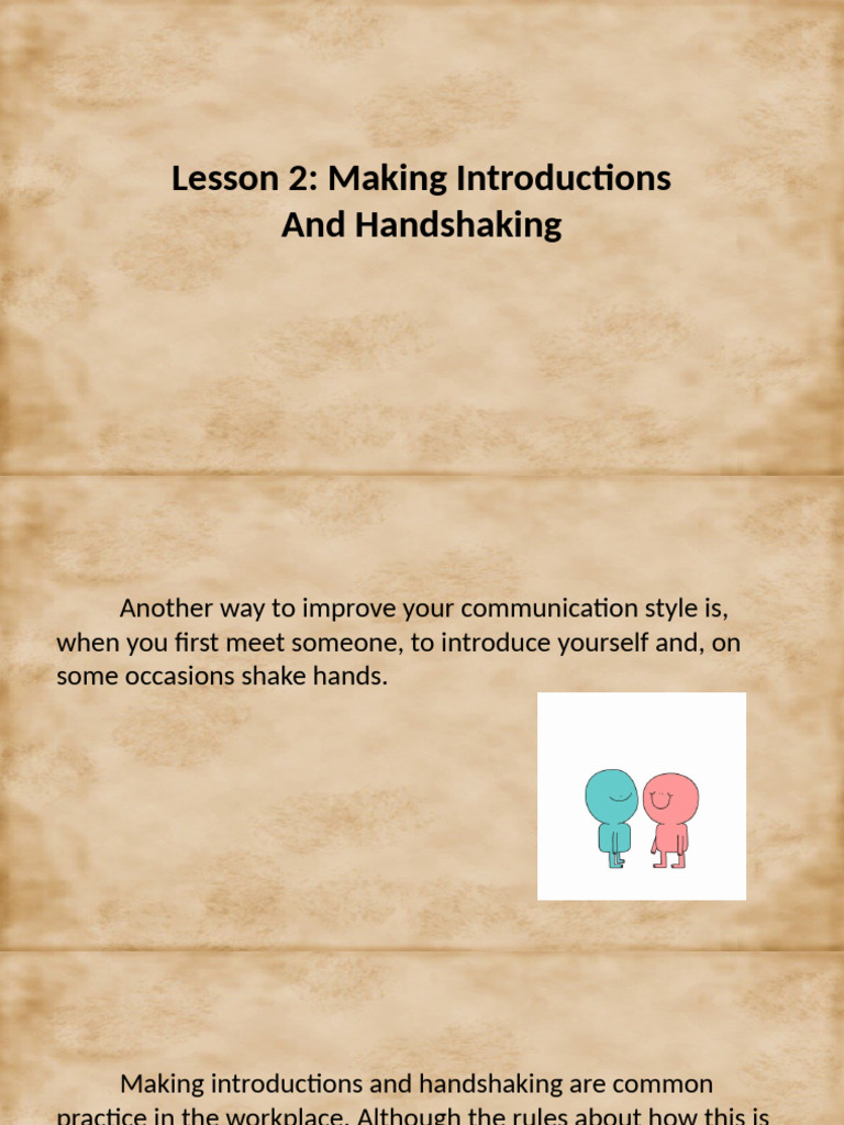 L2-Making Introductions and Handshaking | PDF | Hand | Body Language