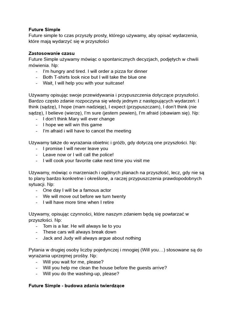 Future Simple I Going To | PDF