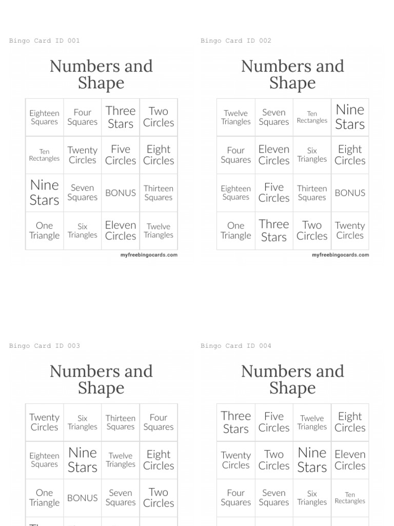 BINGO Numbers and Shape | PDF