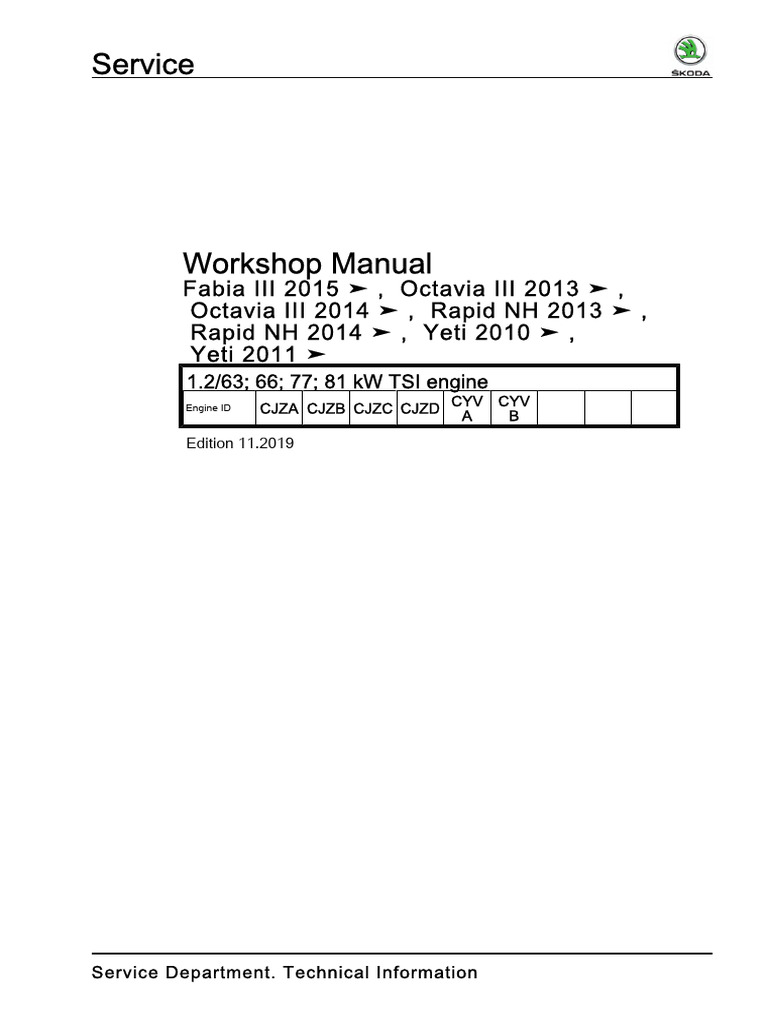 Engine Cjza CJZB CJZC CJZD Cyva Cyvb Repair Manual Eng | PDF | Engines ...