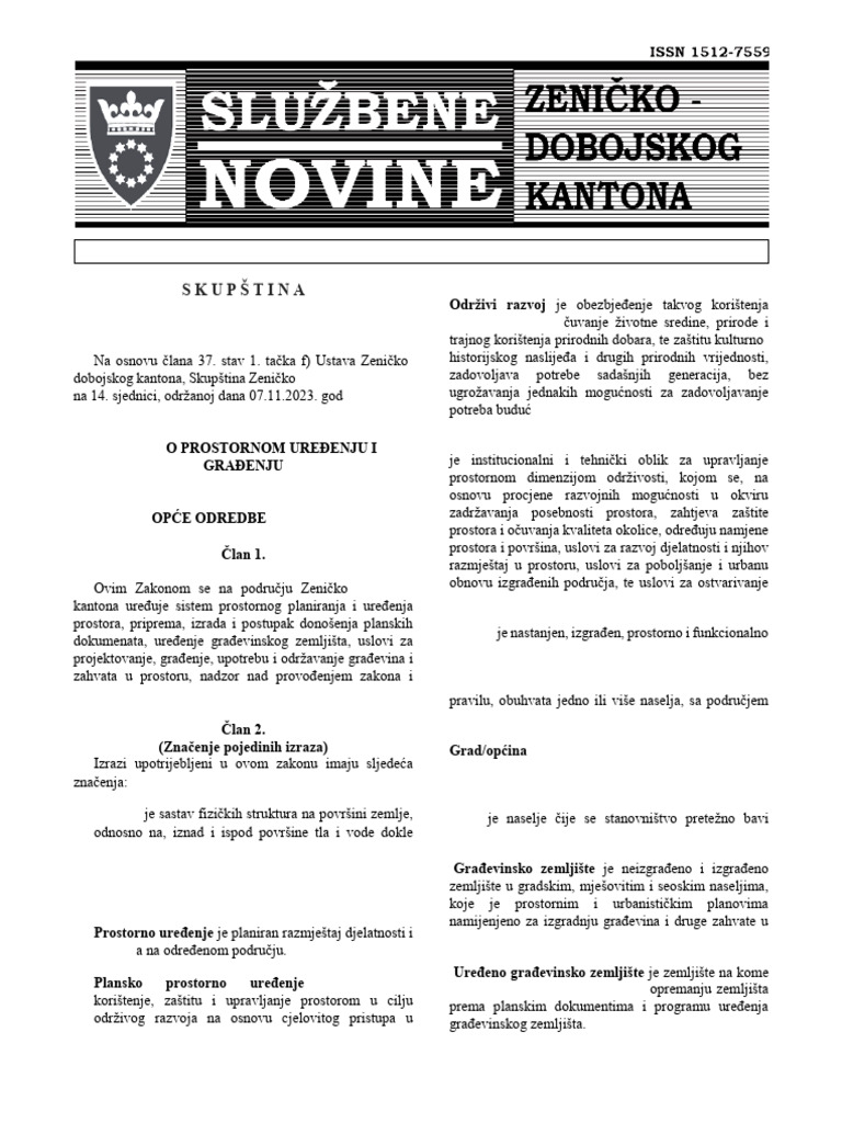 Zakon o Prostornom Uredjenju I Gradjenju-2 slzdk-17-2023-bs | PDF