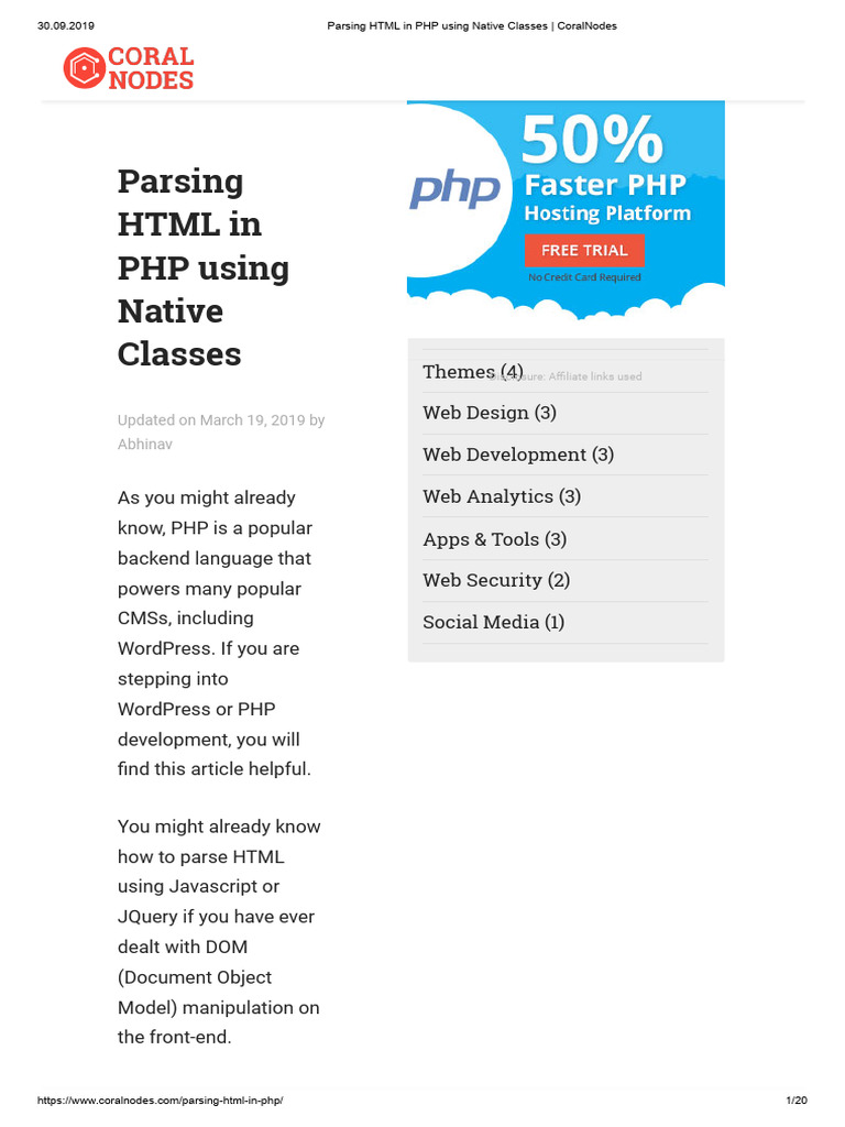 Parsing HTML in PHP Using Native Classes - CoralNodes | PDF | Document Object Model | J Query