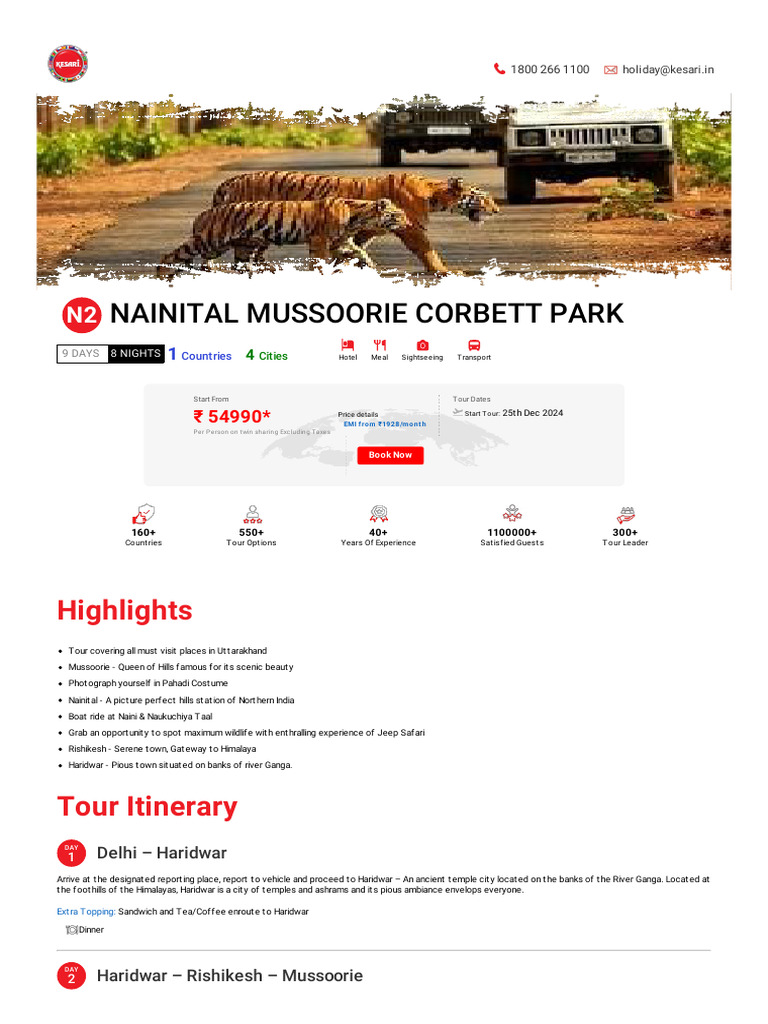 Nainital Mussoorie Corbett Park - Itinerary-N2 | PDF | Payments | Cheque