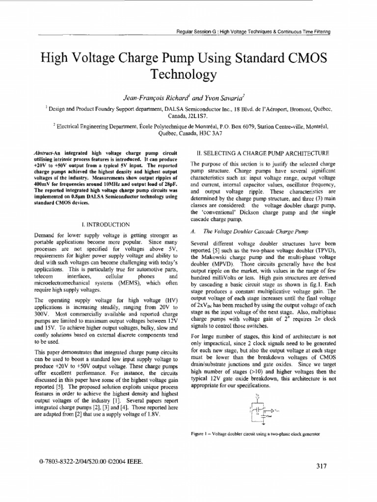 High Voltage Charge Pump in CMOS | PDF | Capacitor | Electrical Engineering