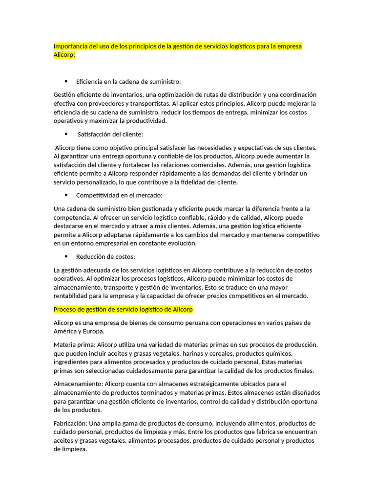 Ali Corp | PDF | Logística | Cadena de suministro
