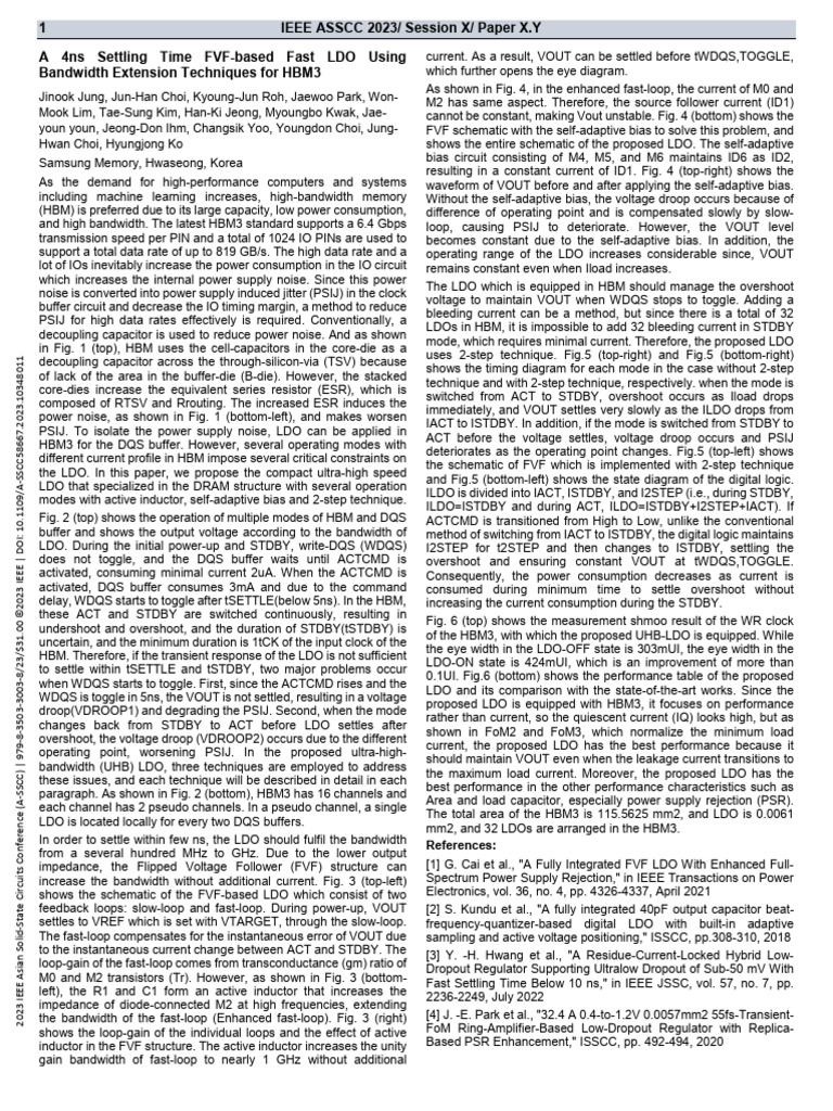 A 4ns Settling Time Fvf Based Fast Ldo Using Bandwidth Extension