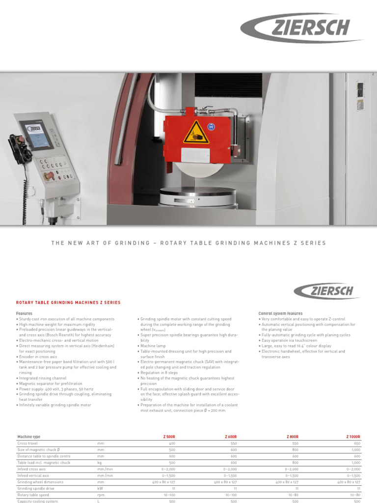 Ziersch Rotary Table Grinding Machines 2018 GB | PDF | Grinding ...