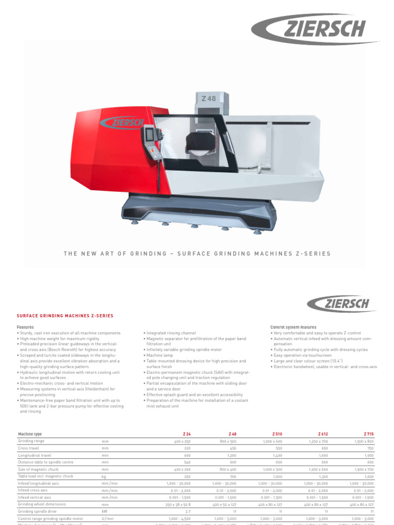 Ziersch Z-Series Surface Grinding Machines | PDF | Mechanical Engineering