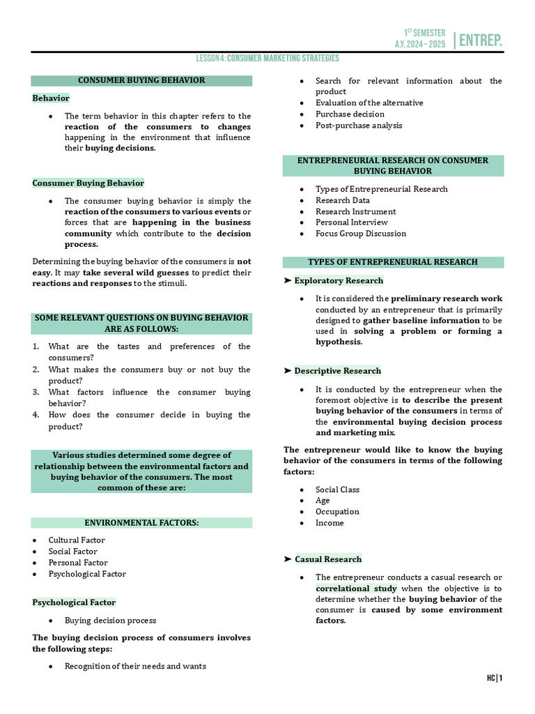 L4_Consumer-Marketing-Strategies | PDF | Behavior | Sampling (Statistics)