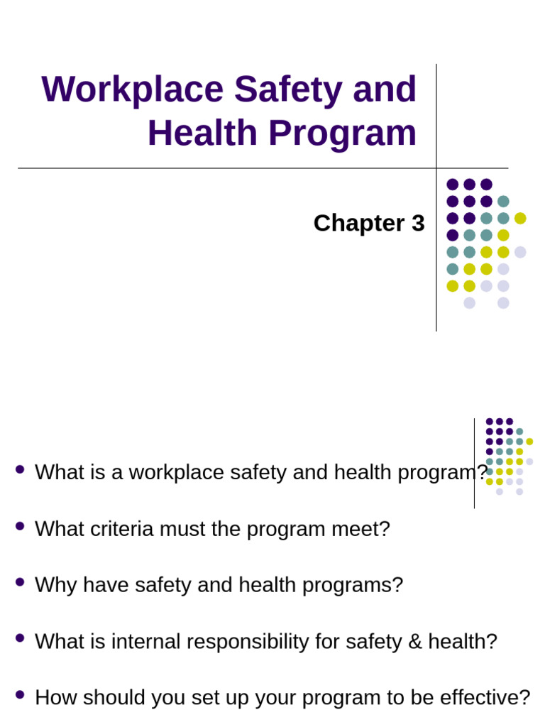 Chapter 3 Workplace Safety & Health Program | PDF | Occupational Safety ...