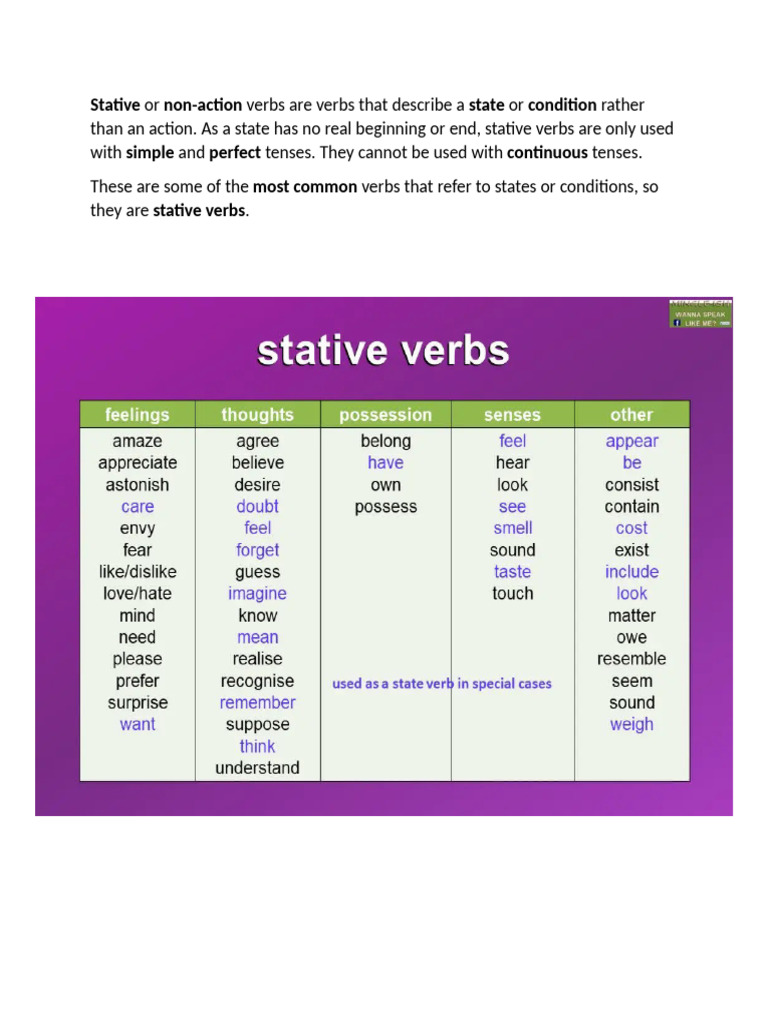 Stative Verb | PDF