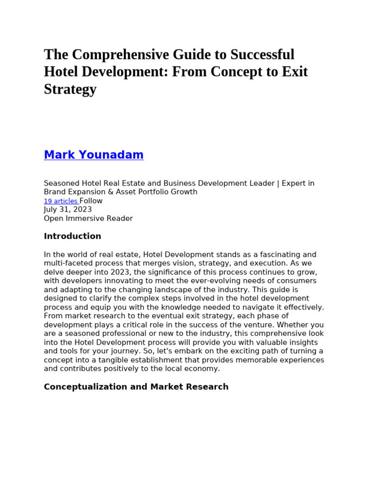 The Comprehensive Guide To Successful Hotel Development From Concept To ...