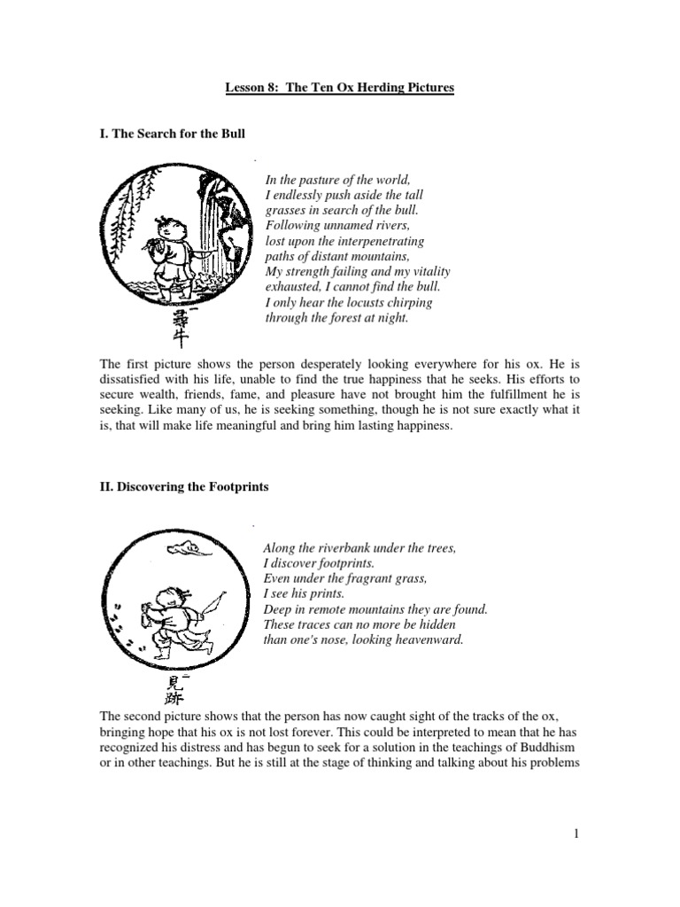Lesson 8 - The Ten Ox Herding Pictures - Explanation | PDF | Advaita ...