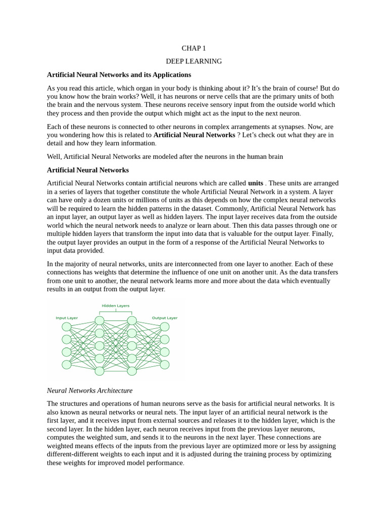 CHAP 1 DL | PDF | Artificial Neural Network | Deep Learning