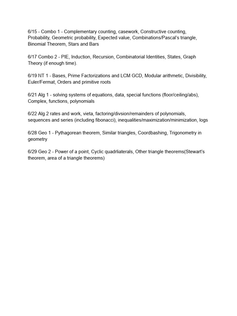 AMC10 - AIME Syllabus | PDF