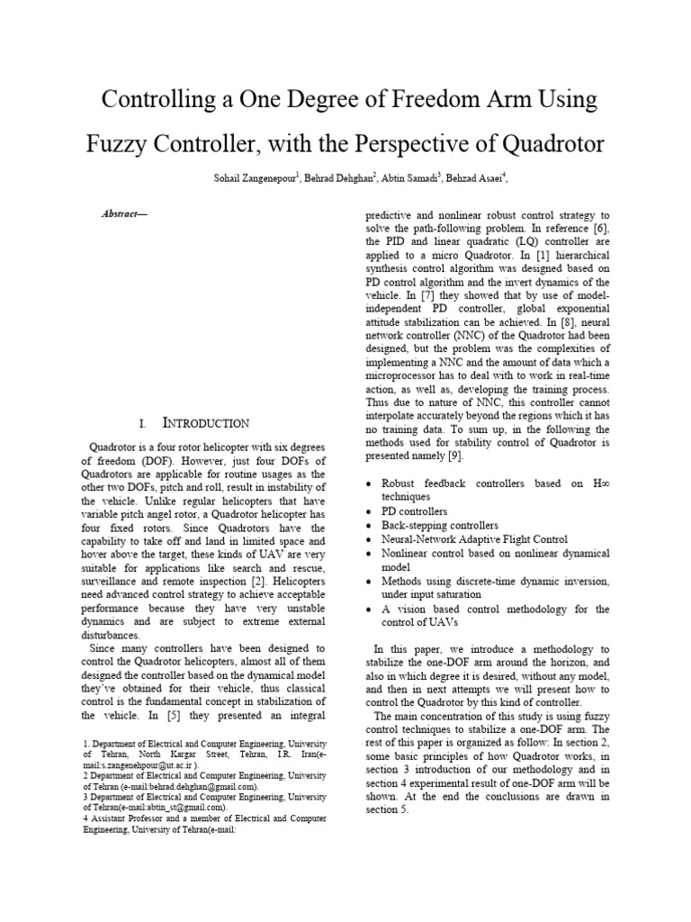 Controlling a One Degree of Freedom Arm | PDF | Control Theory | Quadcopter