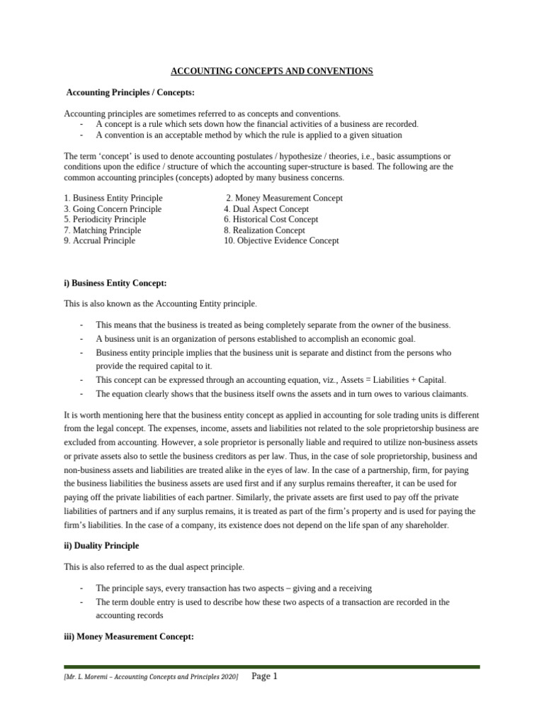 Form 4 Notes - ACCOUNTING CONCEPTS AND CONVENTIONS - 2020 | PDF ...