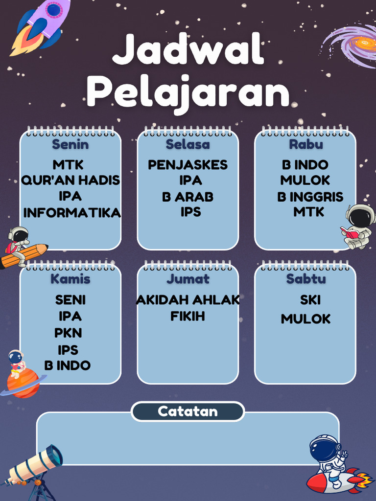 Biru Putih Astronot Jadwal Pelajaran Dokumen A4 - 20241028 - 145349 - 0000 | PDF