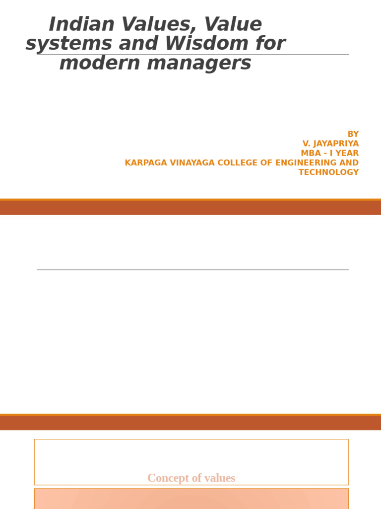 Indian Value System for Modern Managers | PDF | Wisdom | Morality