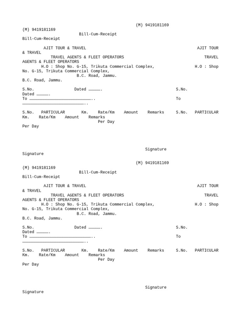 Tour Travel Bill | PDF