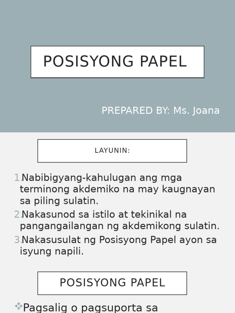 Fpl-Posisyong Papel | PDF